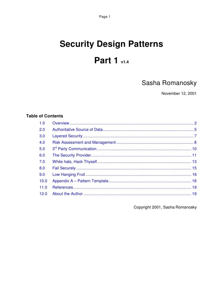 Security Design Patterns 