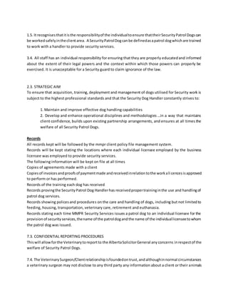 Security dog guidelines | DOCX
