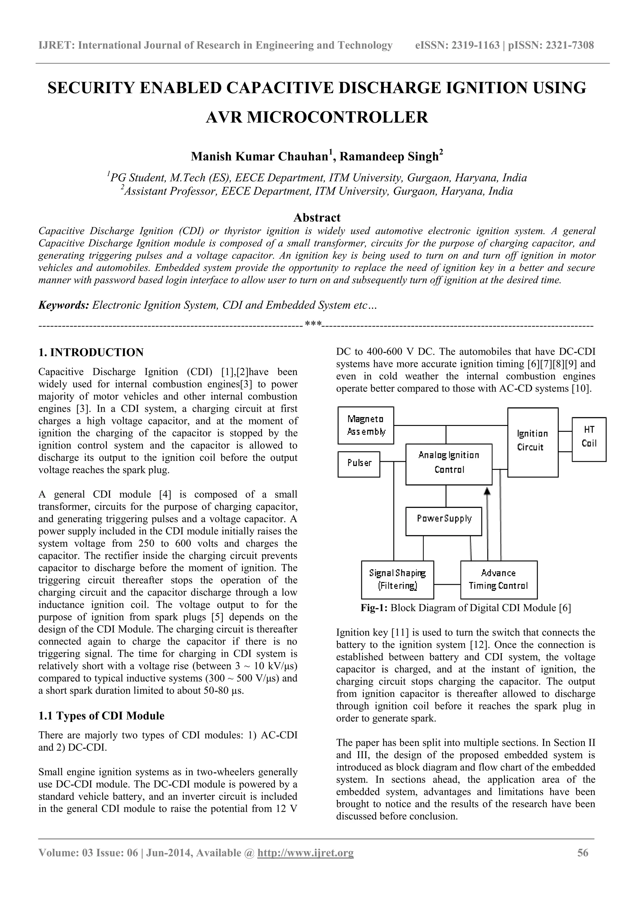 Security enabled capacitive discharge ignition using | PDF