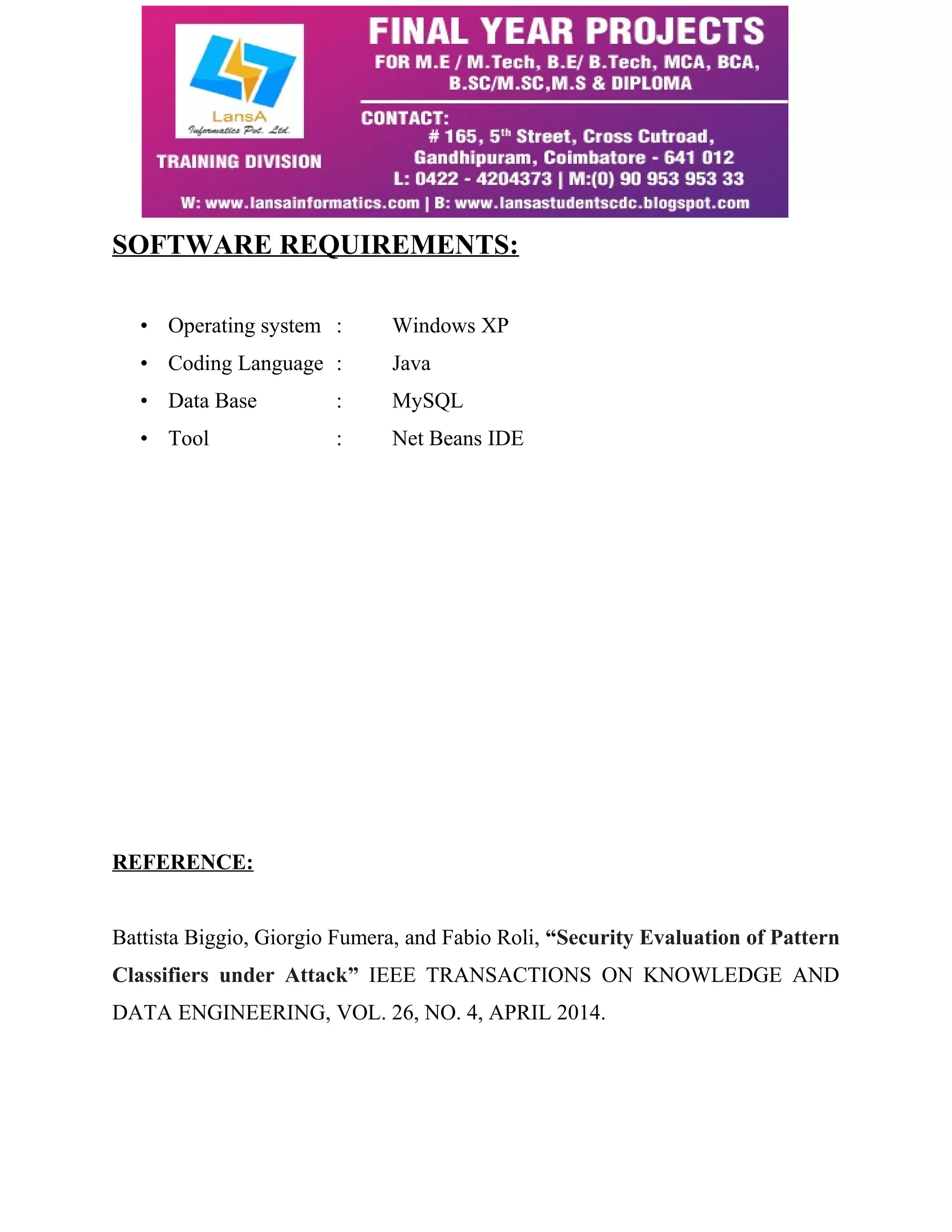 Security Evaluation Of Pattern Classifiers Under Attack Pdf