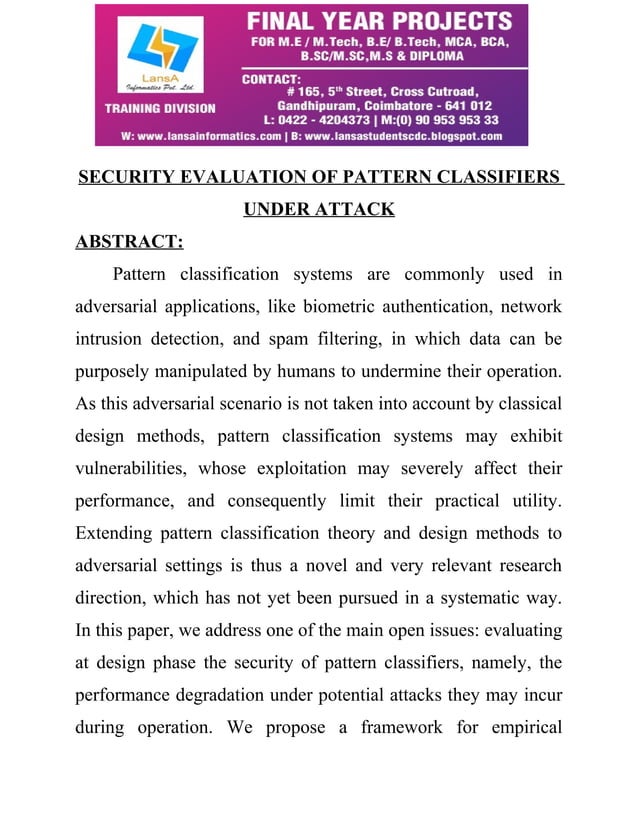 Security evaluation of pattern classifiers under attack | PDF