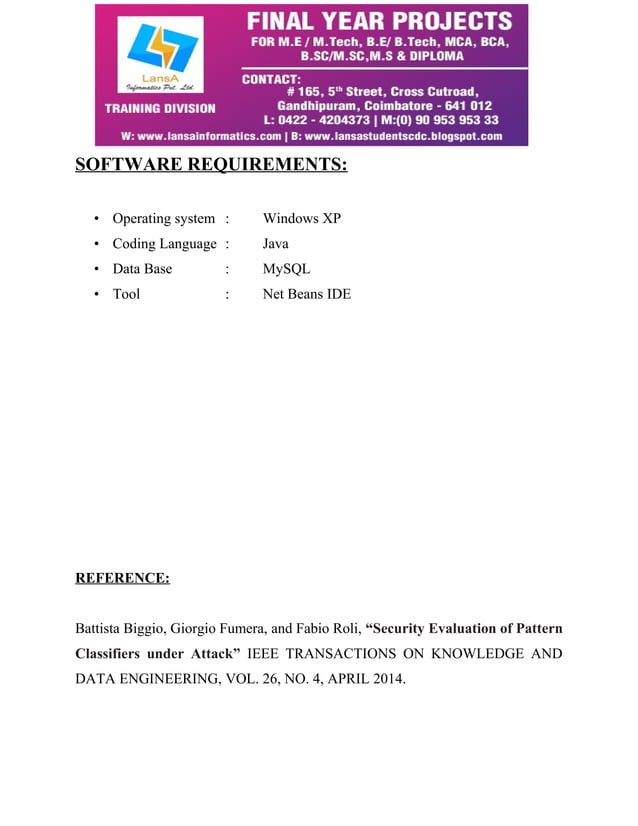 Security evaluation of pattern classifiers under attack | PDF