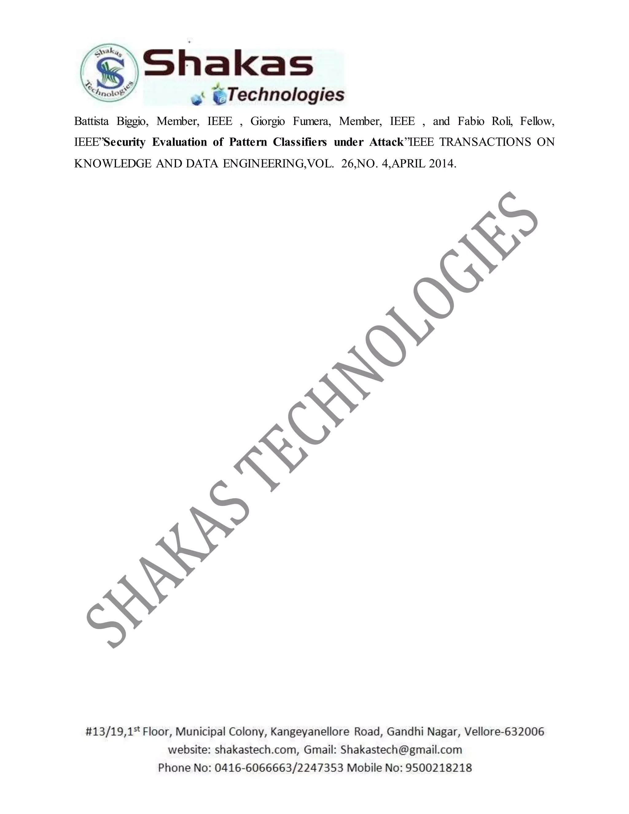 Security evaluation of pattern classifiers under attack | DOCX ...