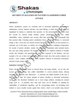 Security evaluation of pattern classifiers under attack | DOCX | Information and Network ...