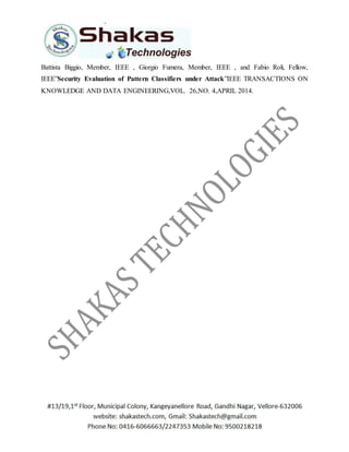 Security evaluation of pattern classifiers under attack | DOCX | Information and Network ...