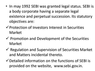 Security exchange board of india | PPTX | Stocks and Bonds | Personal ...