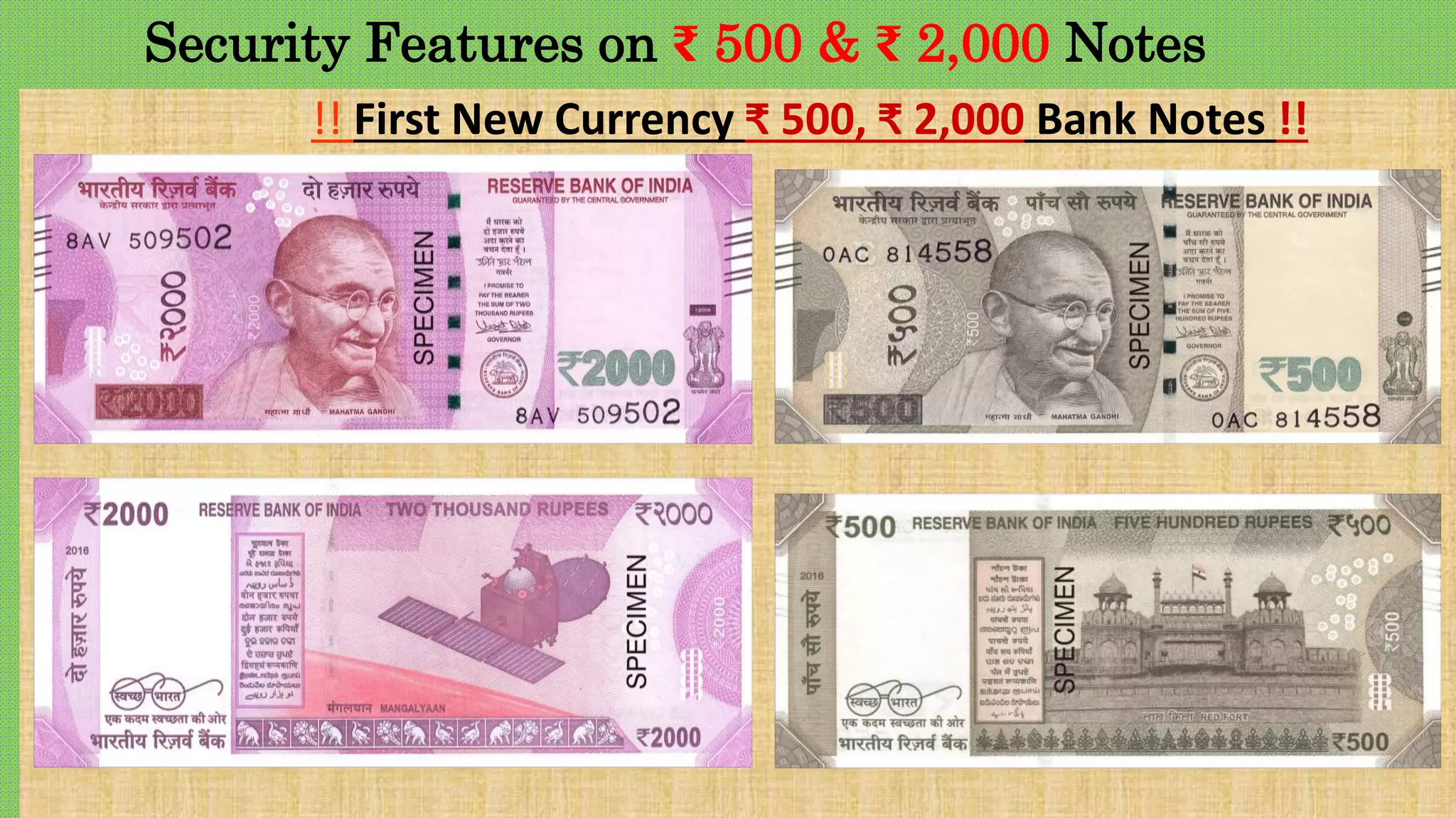 Security Features on New ₹500 & ₹2,000 Currency Notes | PPTX