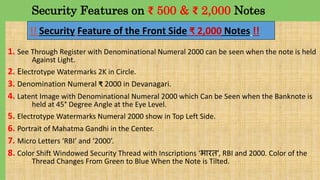 Security Features on New ₹500 & ₹2,000 Currency Notes | PPTX