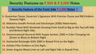 Security Features on New ₹500 & ₹2,000 Currency Notes | PPTX