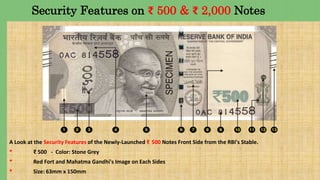 Security Features on New ₹500 & ₹2,000 Currency Notes | PPTX