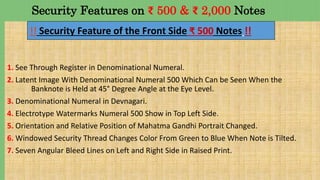 Security Features on New ₹500 & ₹2,000 Currency Notes | PPTX