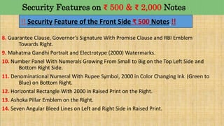 Security Features on New ₹500 & ₹2,000 Currency Notes | PPTX