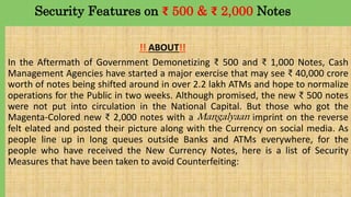 Security Features on New ₹500 & ₹2,000 Currency Notes | PPTX