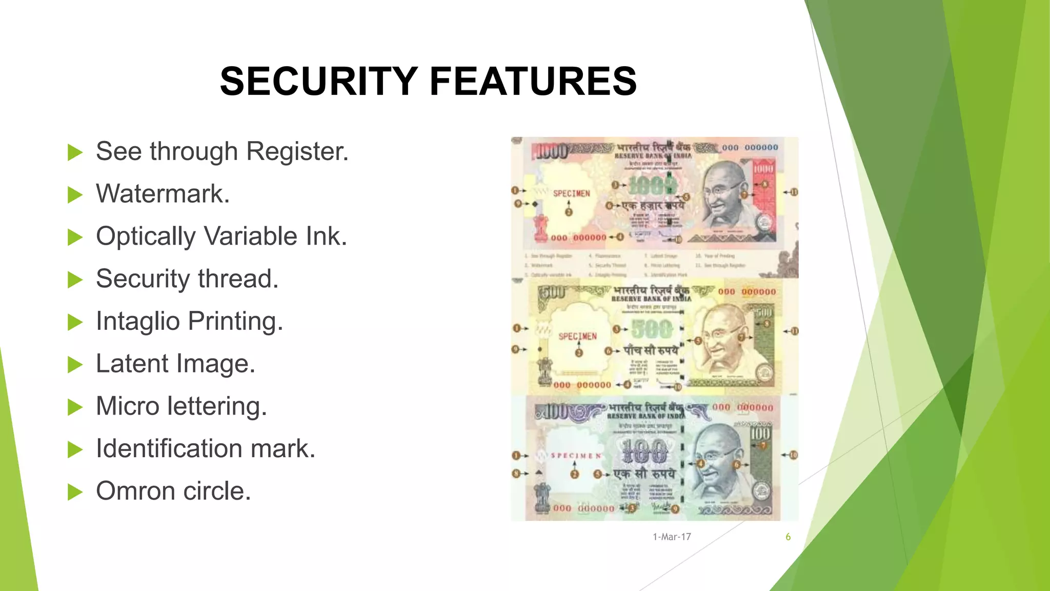 Security features of currency note | PPTX
