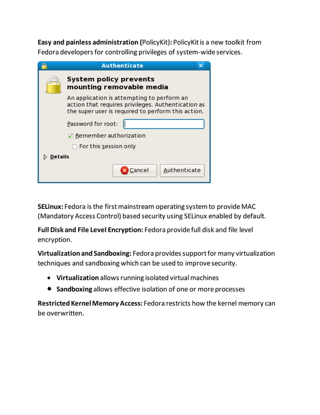 Security features of fedora | PDF