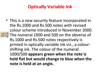 Security features of indian banknotes given by rbi | PPT