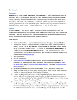 Security (finance) | DOCX | Business Accounting & Finance | Business