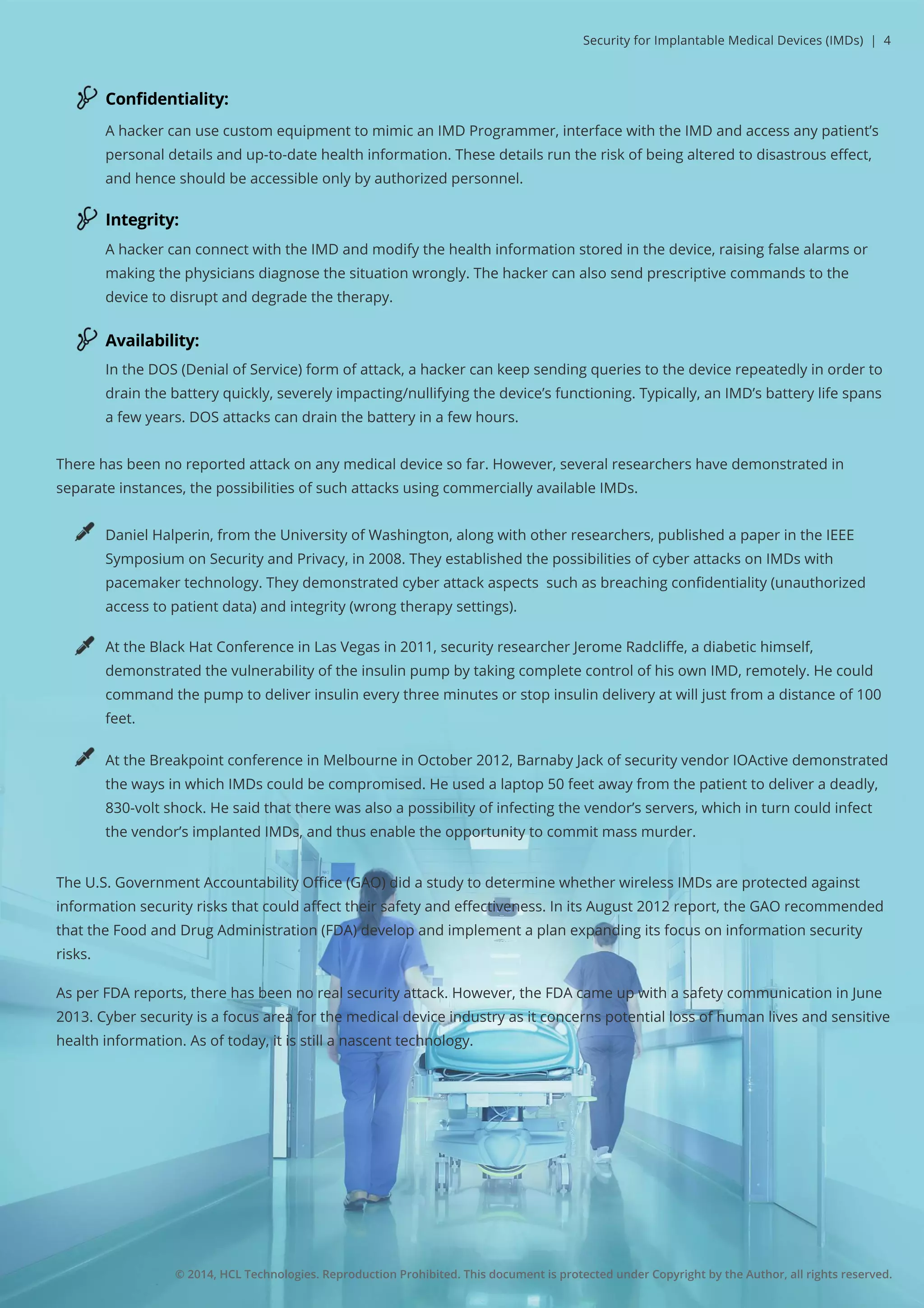 Security for Implantable Medical Devices (IMDs) | PDF