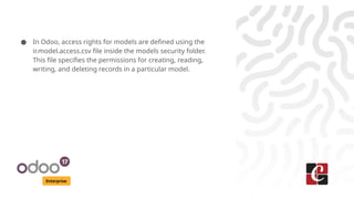 Security, Groups, and Access Rights in Odoo 17 | PPT