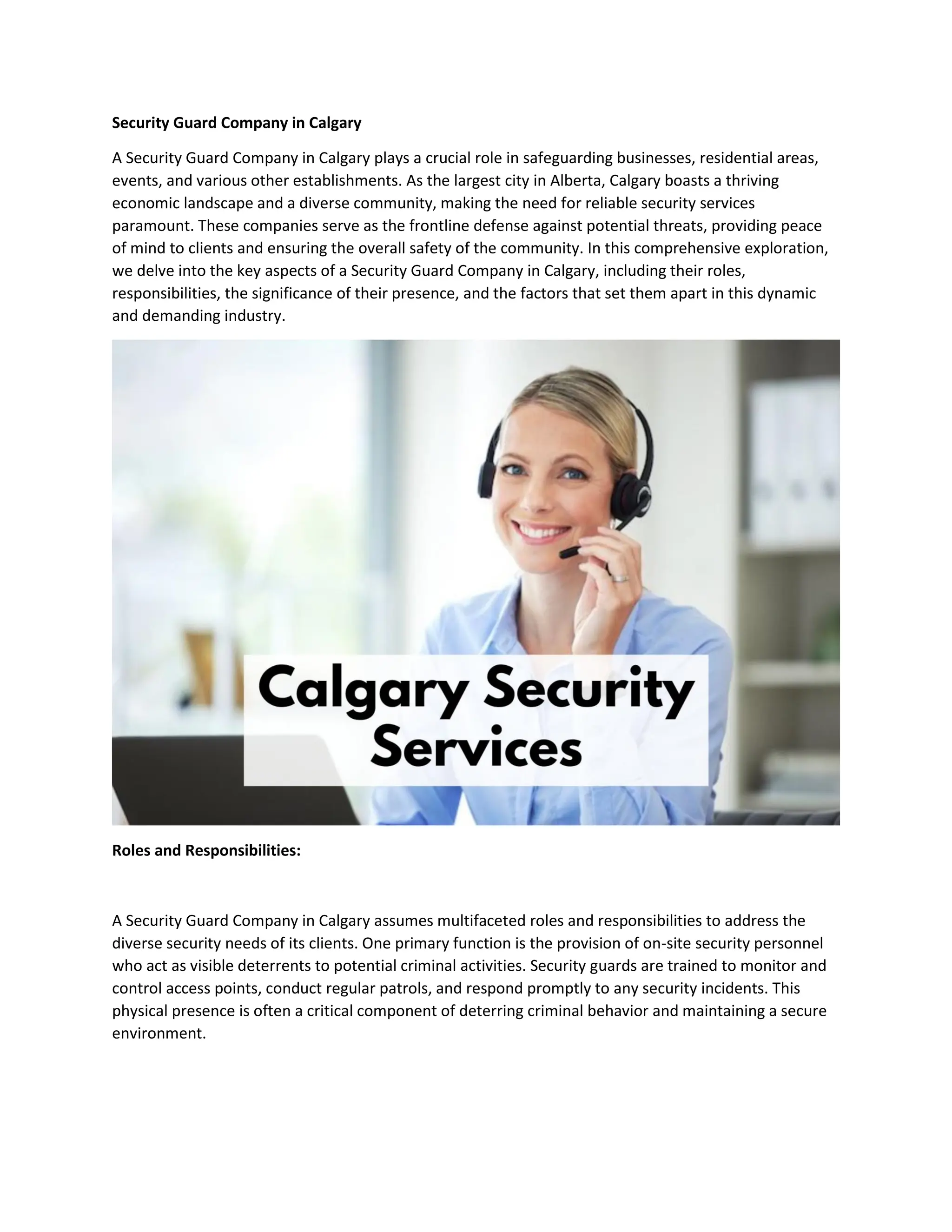 Security Guard Company in Calgary | PDF