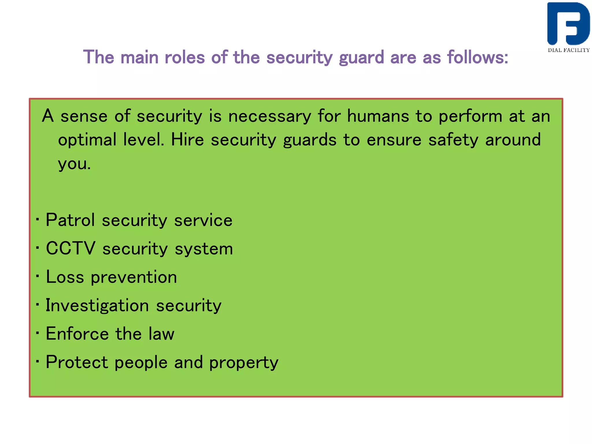 Security guard roles and responsibilities | PPTX