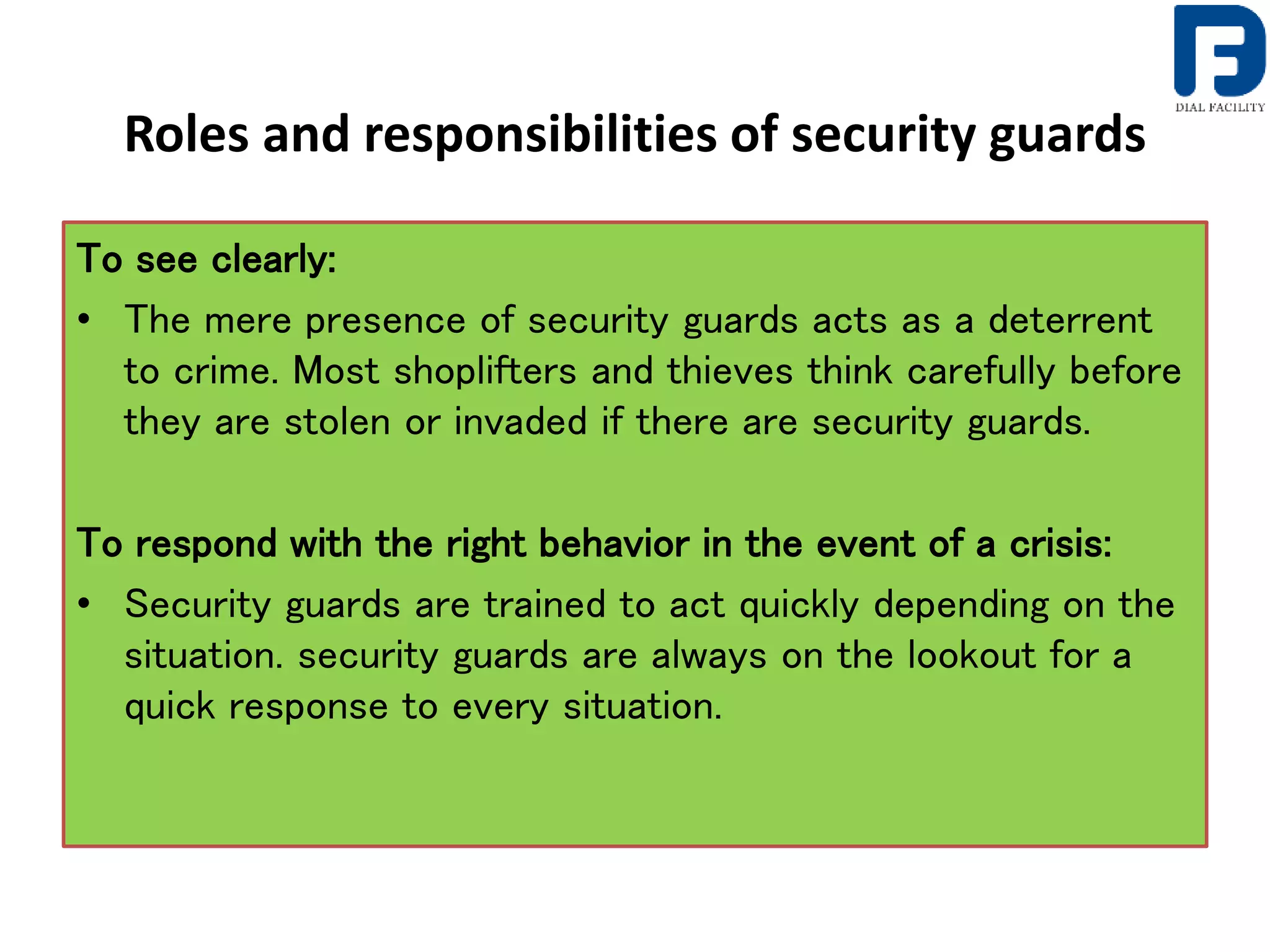 Security guard roles and responsibilities | PPTX