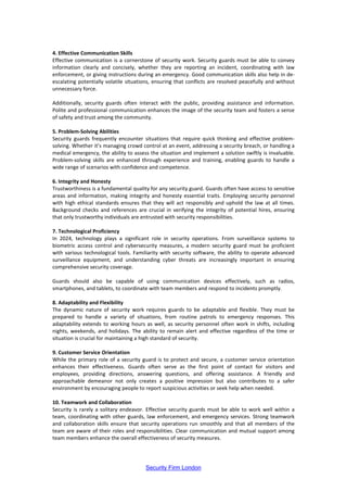Essential Qualities to Look for in Security Guards in London | PDF