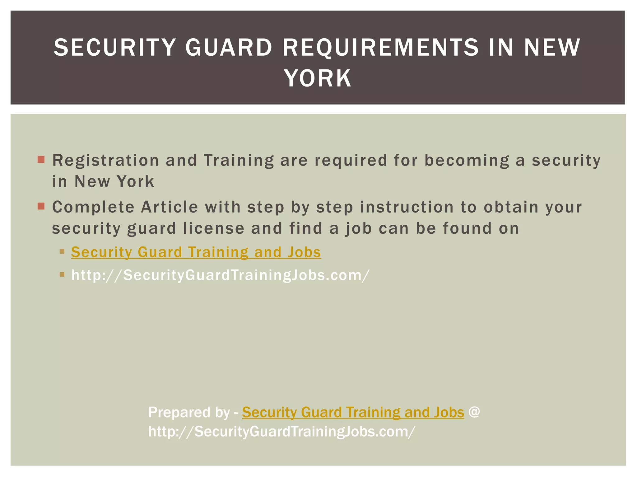 Security guard training in new york | PPTX