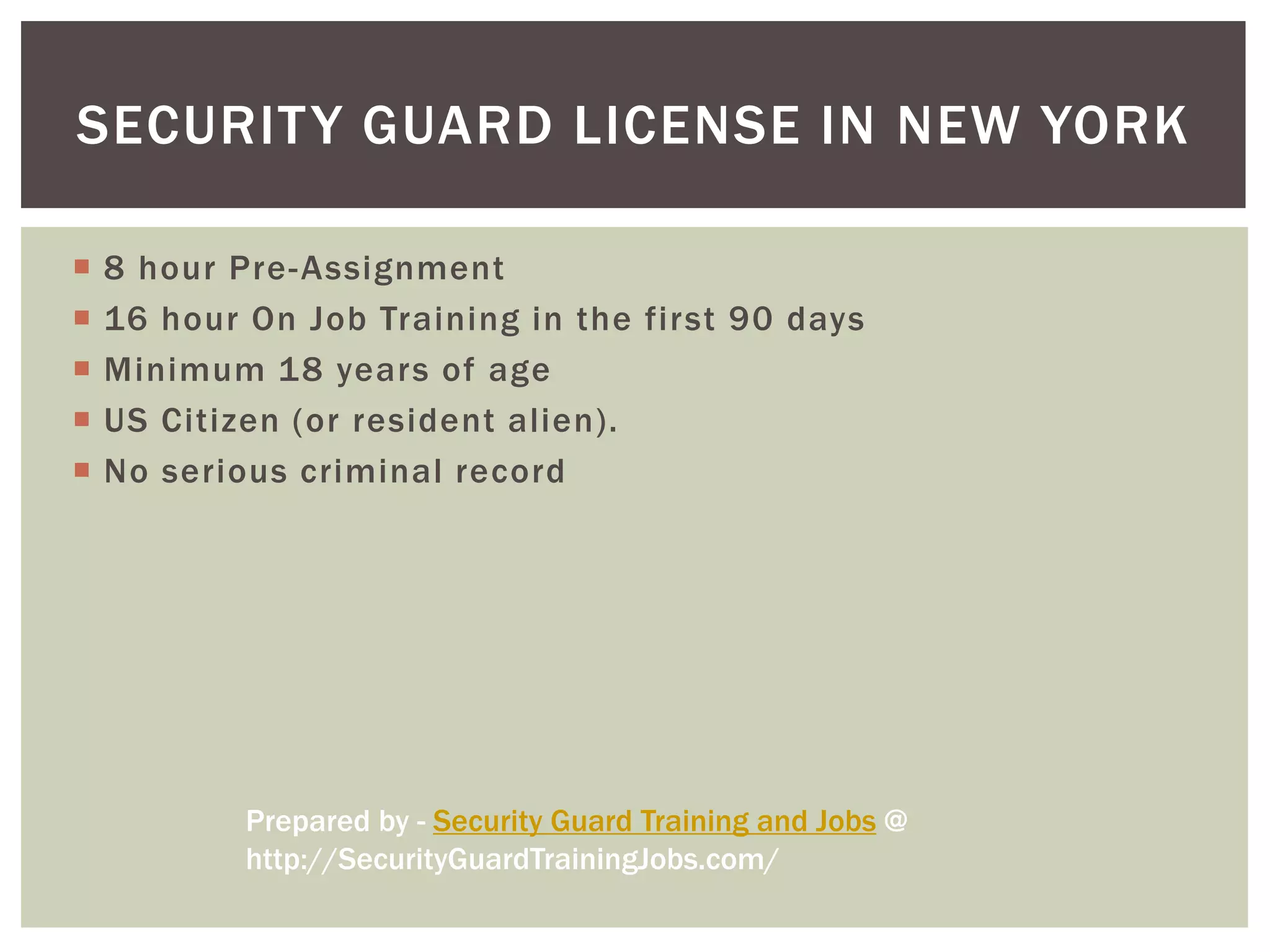 Security guard training in new york | PPTX