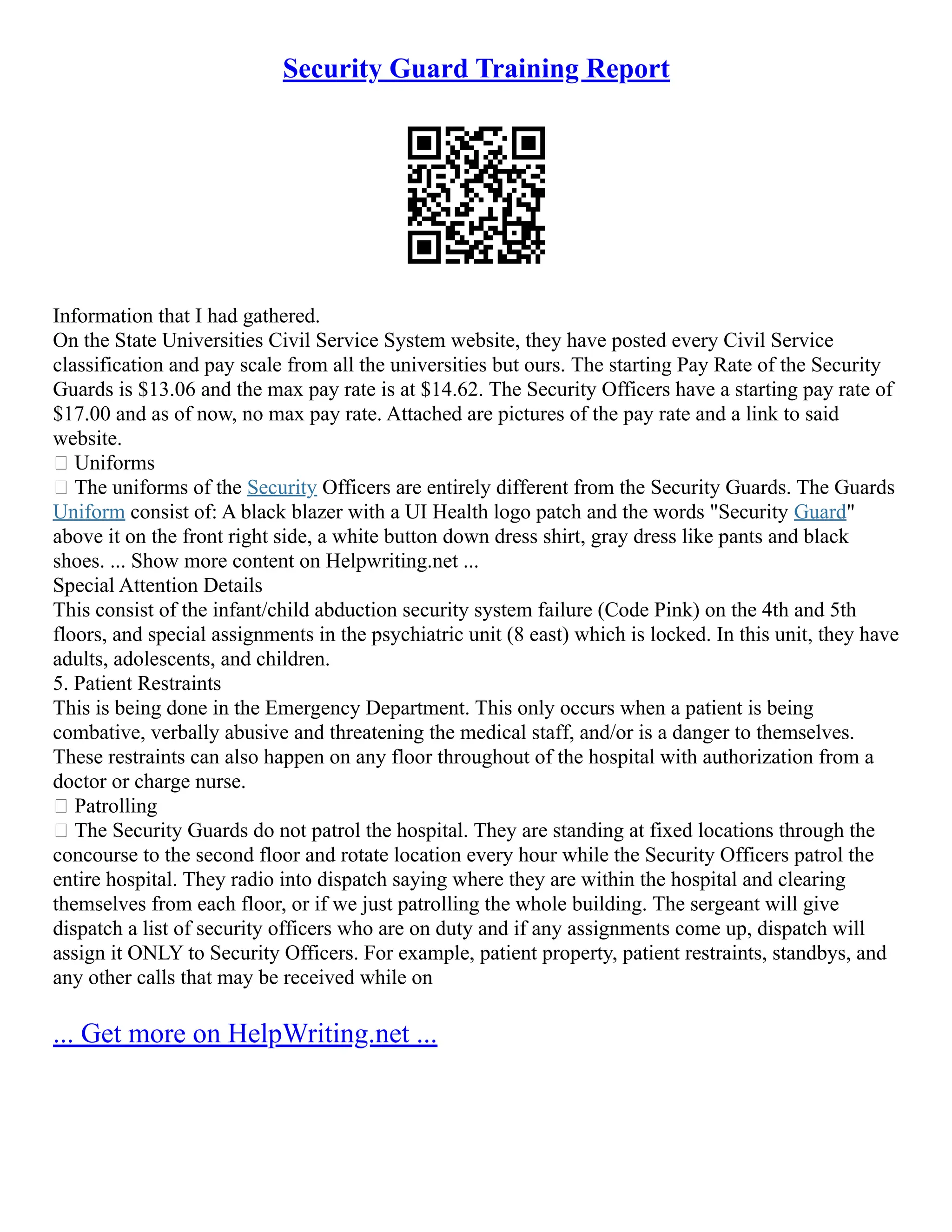 Security Guard Training Report | PDF