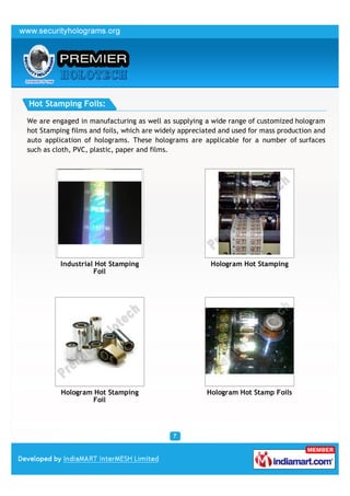 Premier Holotech, Bengaluru, Hologram Wads | PDF