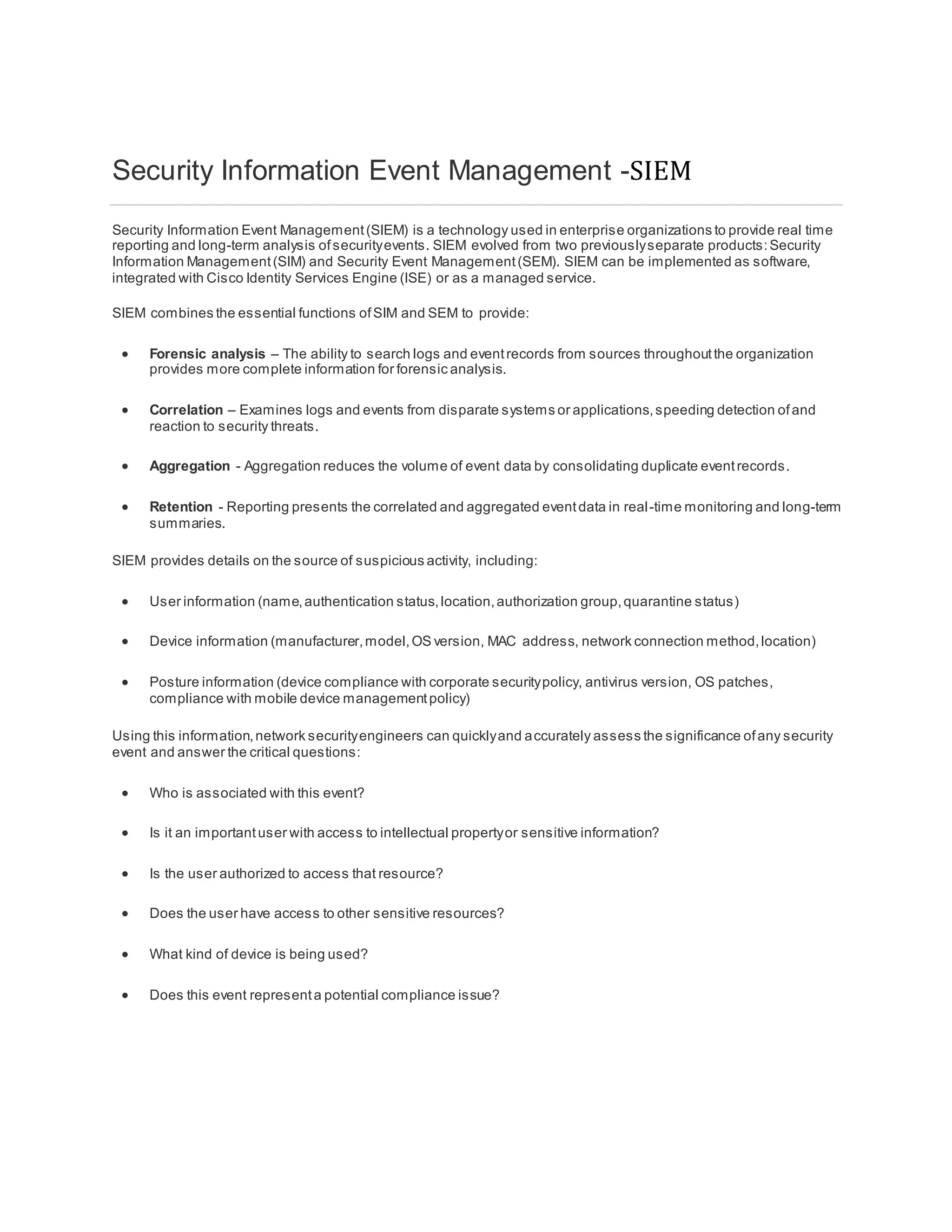 Security Information Event Management Pdf