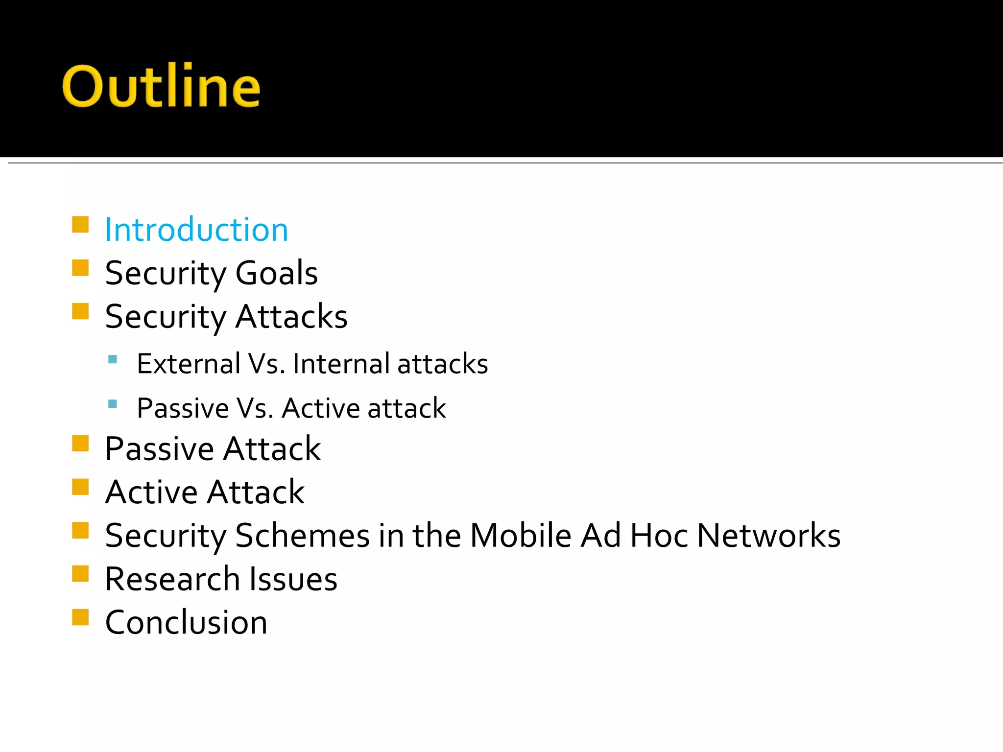 Security in mobile ad hoc networks | PPT