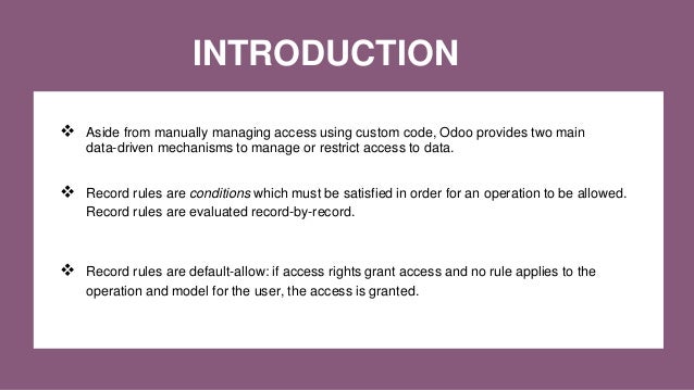 Security in Odoo 15 - Record Rules in Odoo15 | PPT