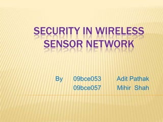 Security in wireless sensor network | PPTX