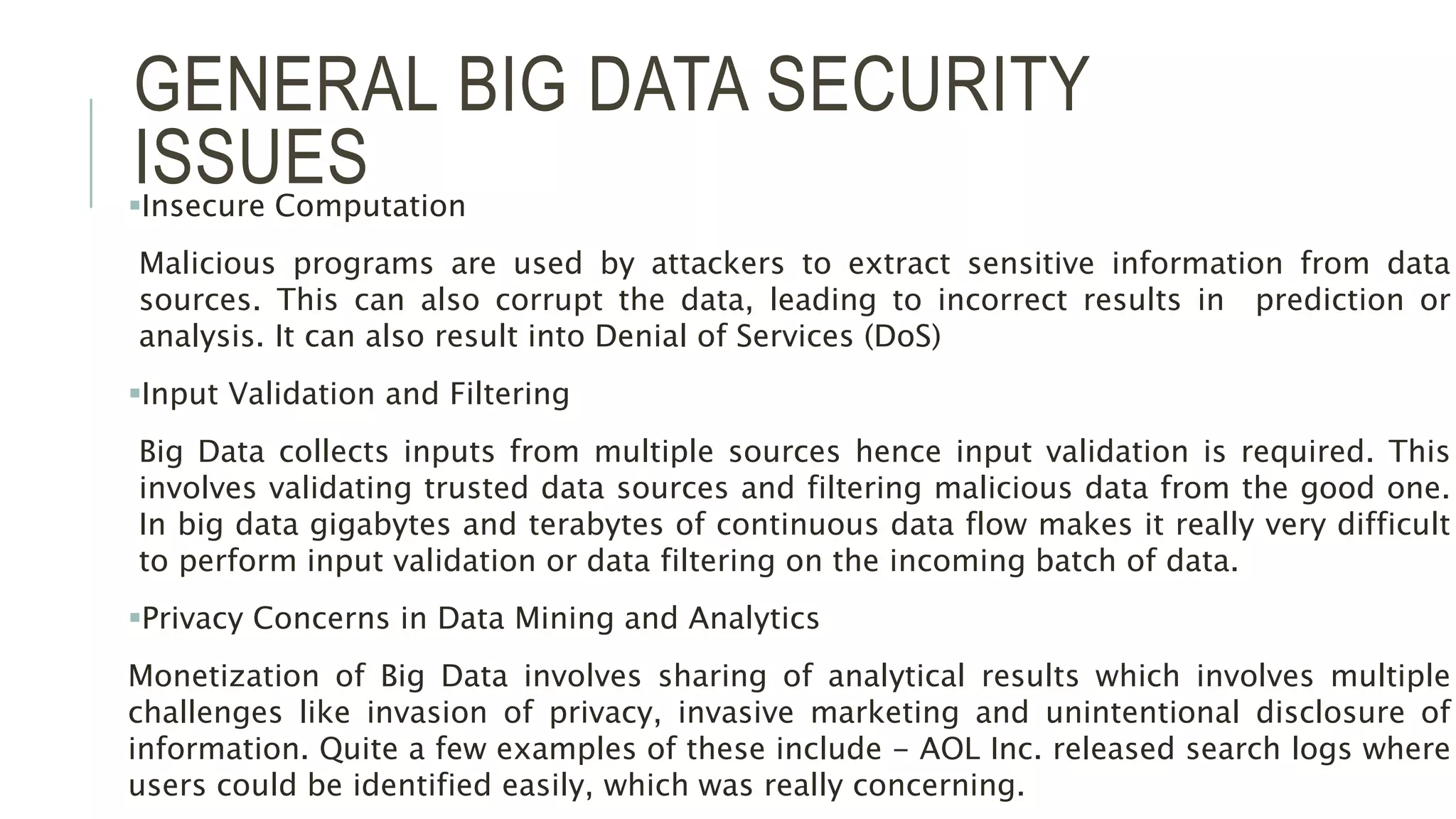 Security issues in big data | PPTX