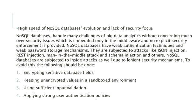 Security issues in big data | PPTX | Databases | Computer Software and Applications