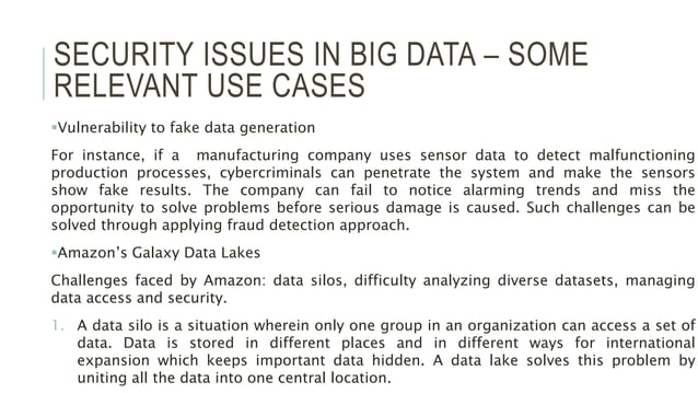 Security issues in big data | PPTX | Databases | Computer Software and Applications