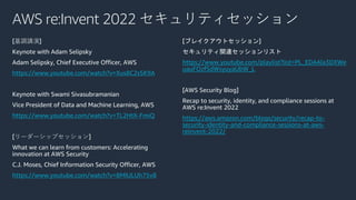 Security JAWS AWS reInvent 2022 Security reCap 20230228 | PDF | Cloud Computing | Internet