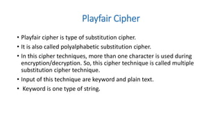 security Symmetric Key Cryptography Substitution Cipher, Transposition ...