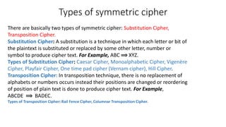 security Symmetric Key Cryptography Substitution Cipher, Transposition Cipher. | PPTX