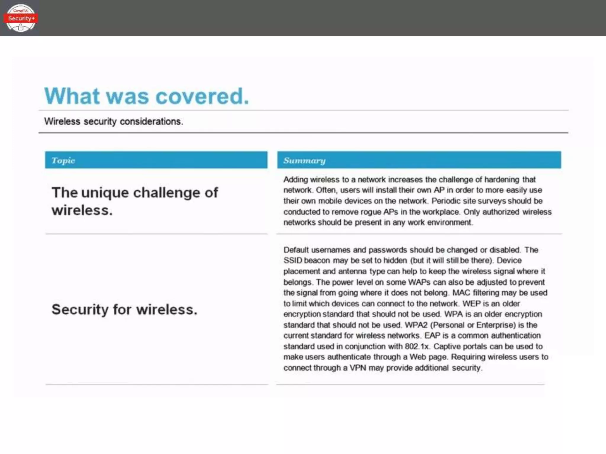 Security+ Lesson 01 Topic 06 - Wireless Security Considerations.pptx