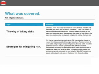 Security+ Lesson 01 Topic 09 - Risk Mitigation Strategies.pptx