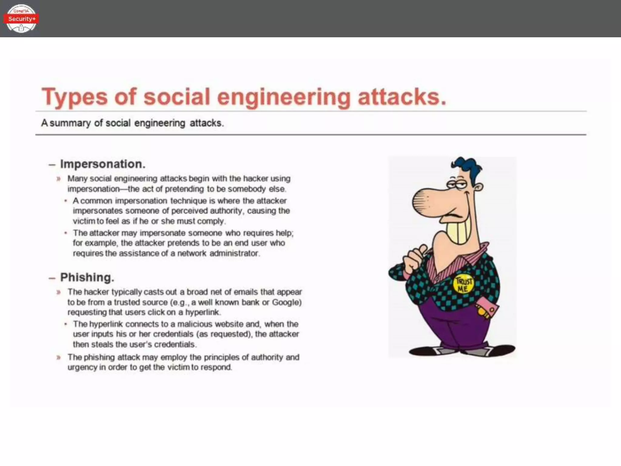 Security+ Lesson 01 Topic 19 - Summary of Social Engineering Attacks.pptx