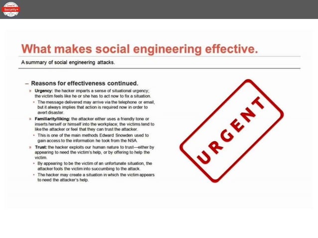 Security+ Lesson 01 Topic 19 - Summary of Social Engineering Attacks.pptx