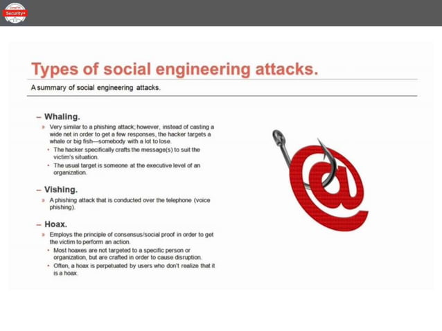 Security+ Lesson 01 Topic 19 - Summary of Social Engineering Attacks.pptx