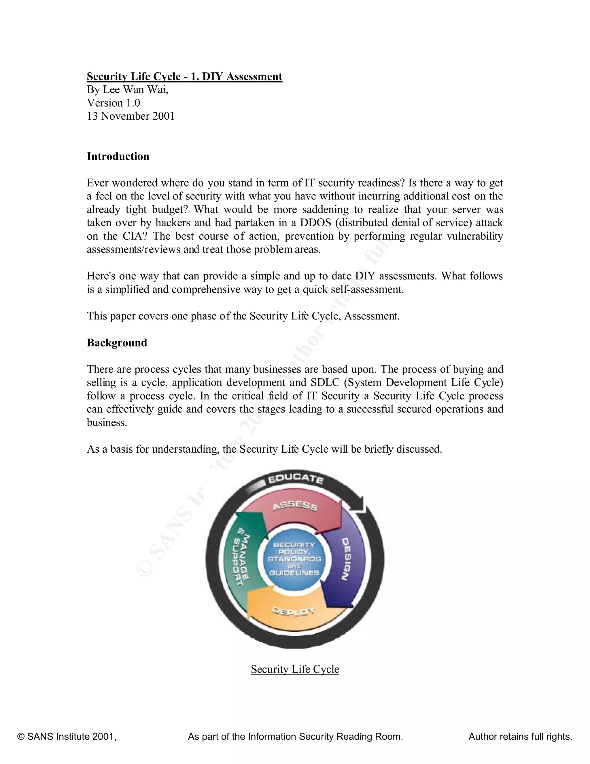 Security life cycle | PDF