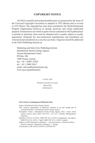 Security Management of Radioactive Material in Use and Storage and of ...