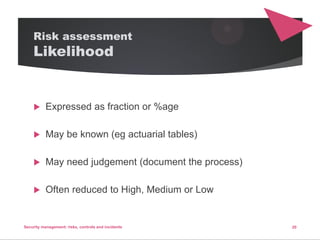 Security managment risks, controls and incidents | PDF