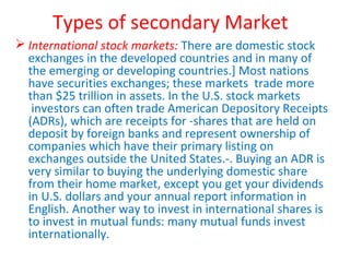 Security market | PPT | Stocks and Bonds | Personal Investing